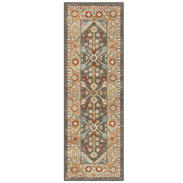 Mainstays Persian Border Medallion Loop Print Rust Brown Indoor Runner ...