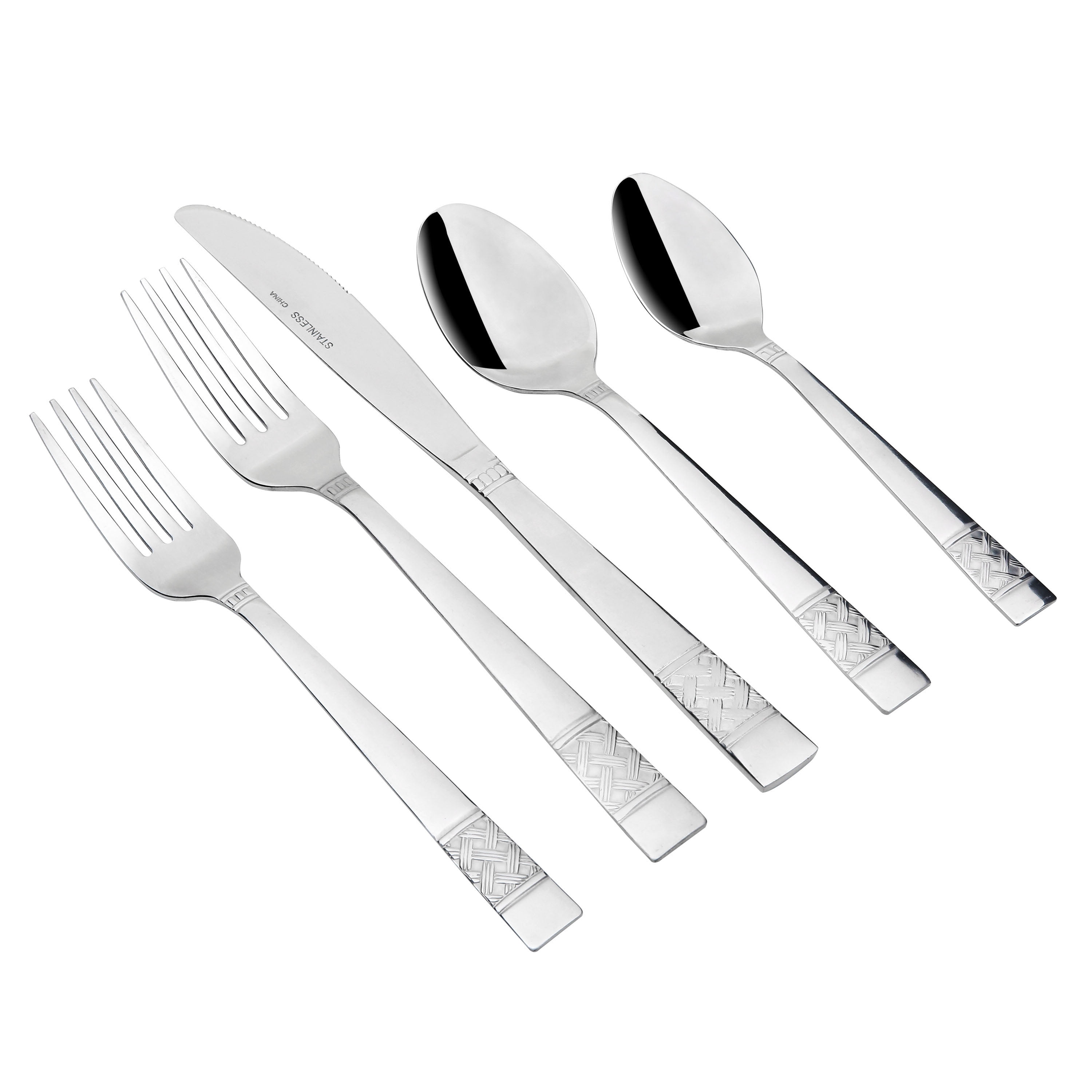 Mainstays Pierremont 20 Piece Polished Stainless Steel Flatware Set ...