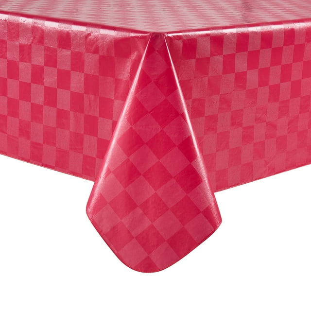Mainstays Pink Checkered PEVA Tablecloth, Spring & Summer, 60"W x 84"L ...