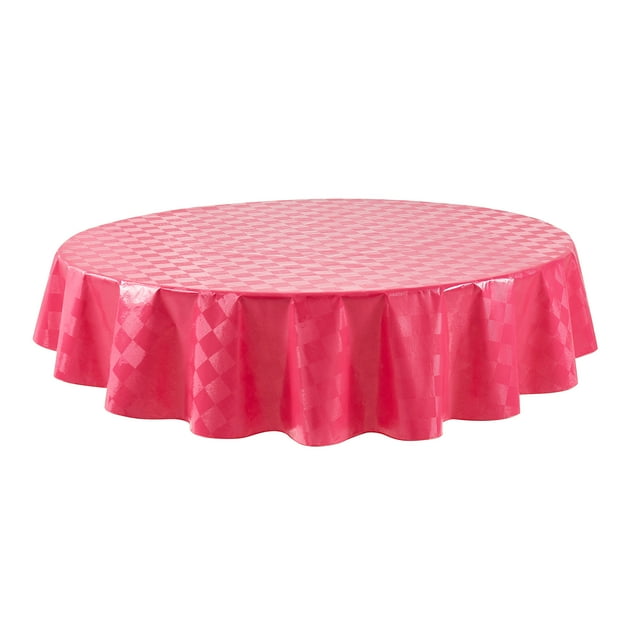 Mainstays Pink Checkered PEVA Tablecloth, Spring & Summer, 70" Round ...