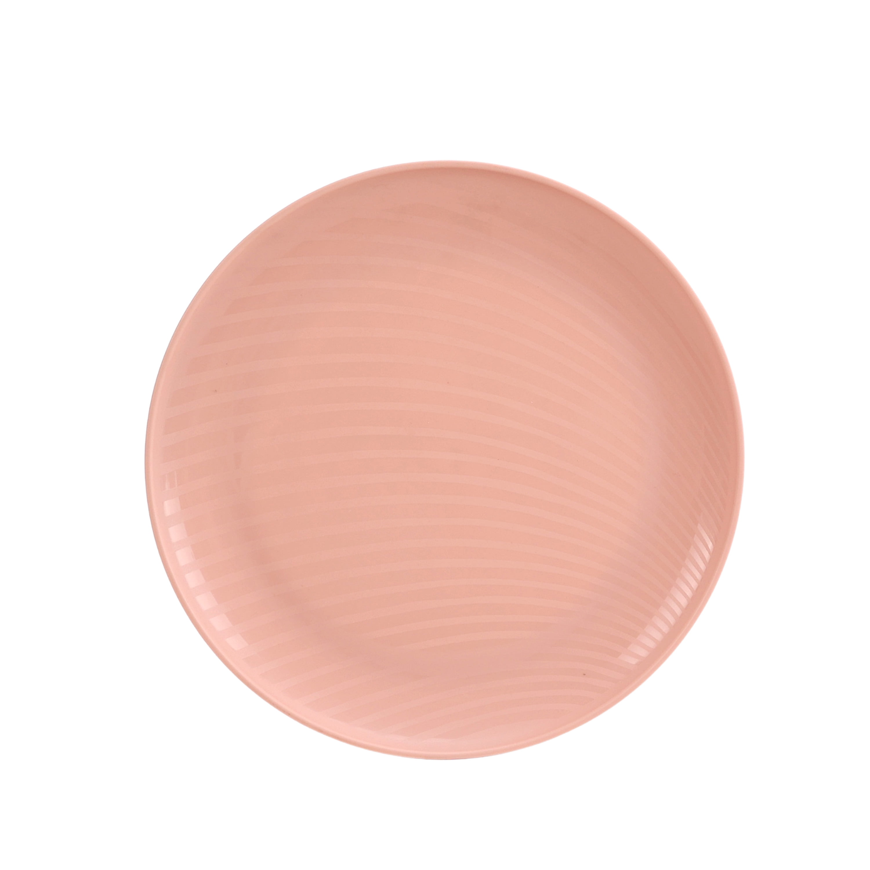Brandclub - Mainstays - Pink Round Plastic Plate, Swirl Etched 10.5 inch