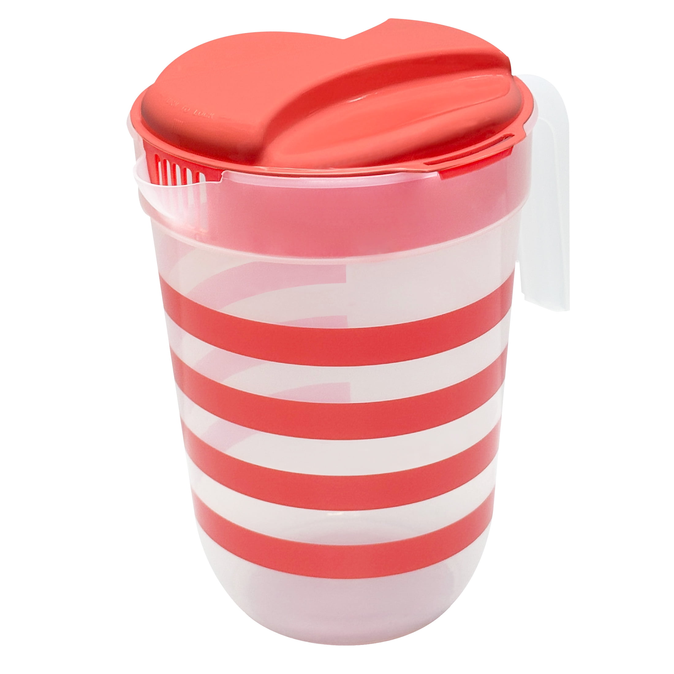 Mainstays 1 Gallon Plastic Pitcher with Orange Lid, Lightweight Handle ...