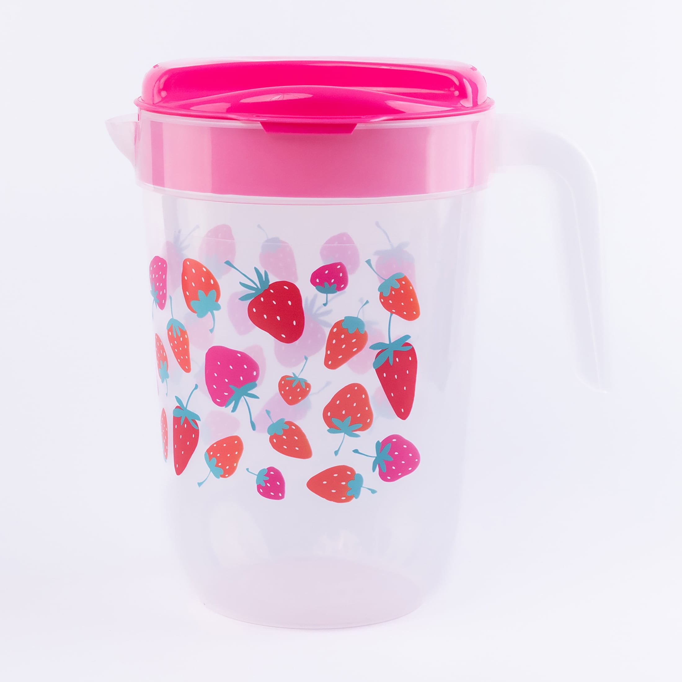 Mainstays Plastic 1 Gallon Pitcher with Pink Color Lid – Strawberries ...