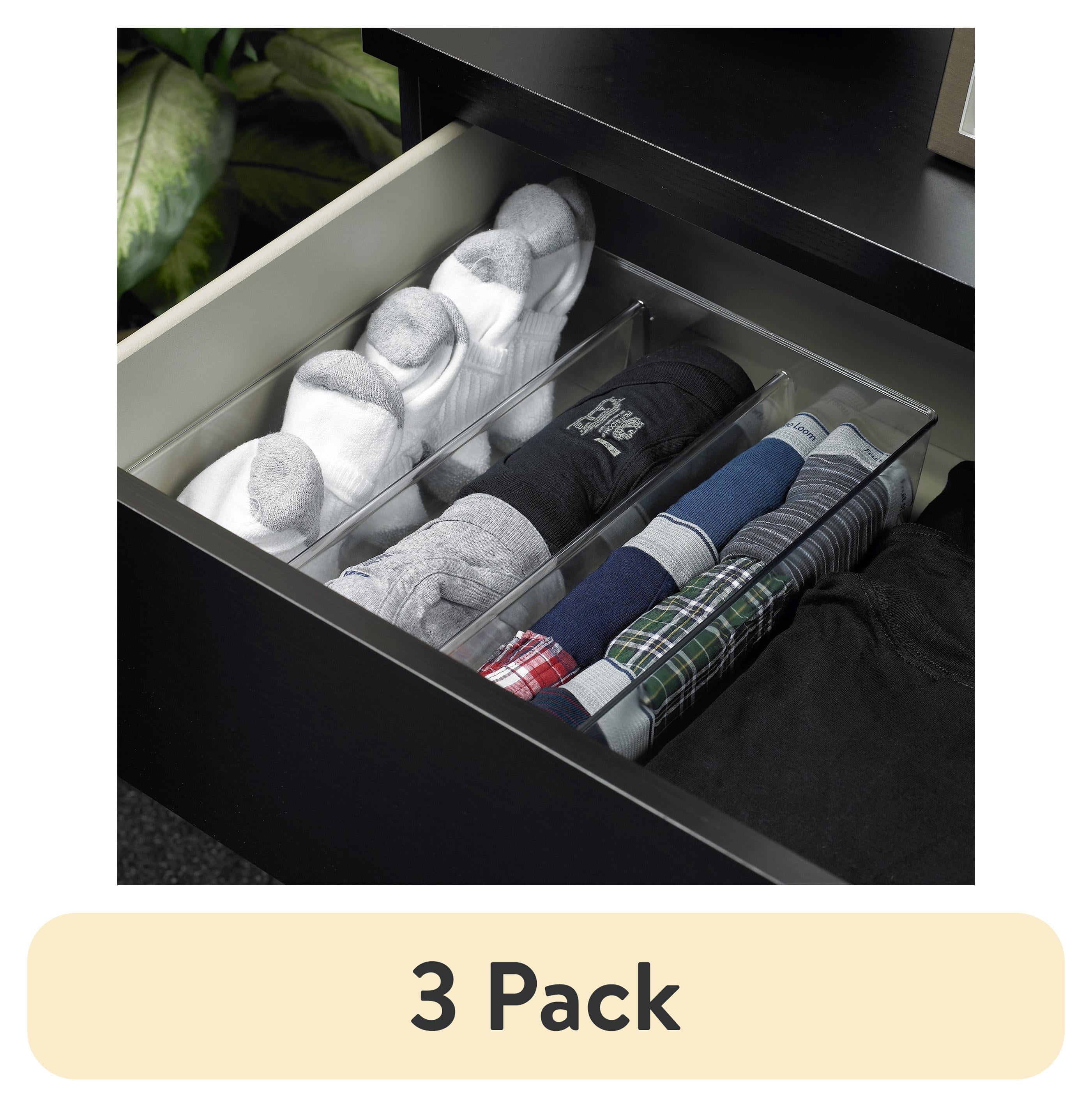 (3 pack) Mainstays Plastic 3 Compartment Organizer for Drawer Multi-Use ...