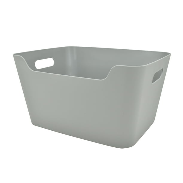 Mainstays Large Easy Access Plastic Storage Bin, Soft Silver - Walmart ...