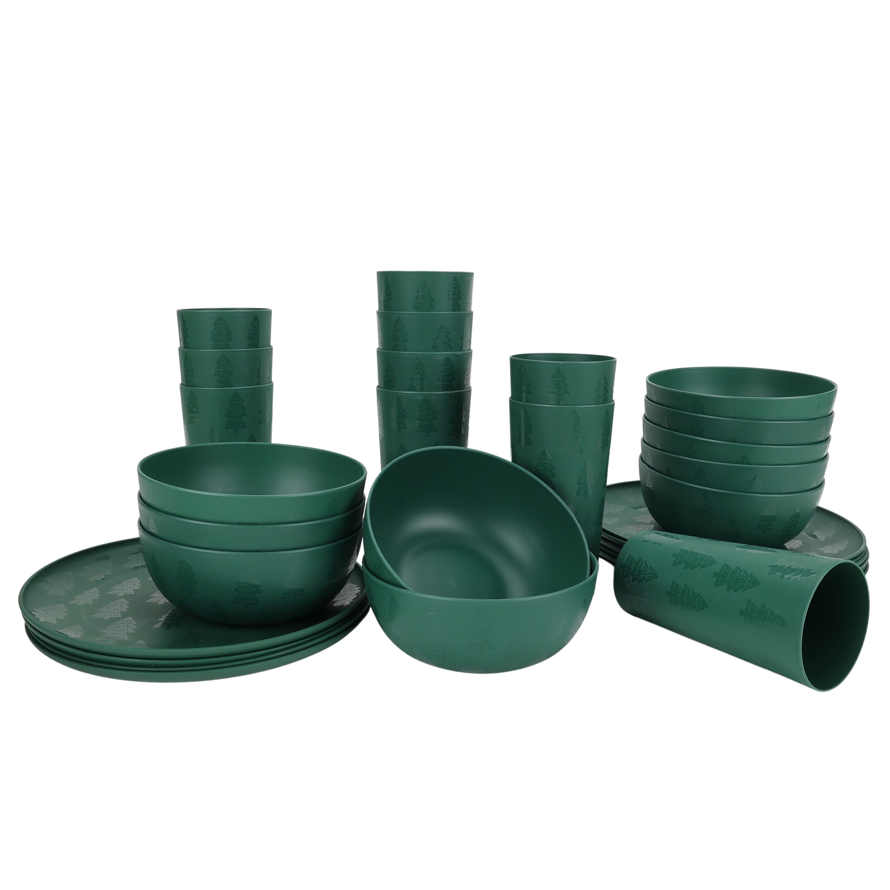Mainstays Plastic Etched Tree 30 Piece Dinnerware Set, Green - Walmart.com