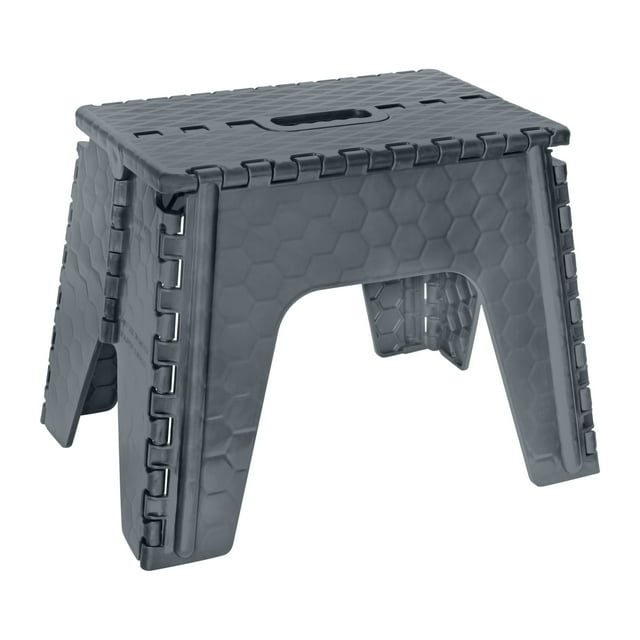 Mainstays Plastic Folding 1 Step Stool 12 inch - Gray - Dimensions: 13. ...