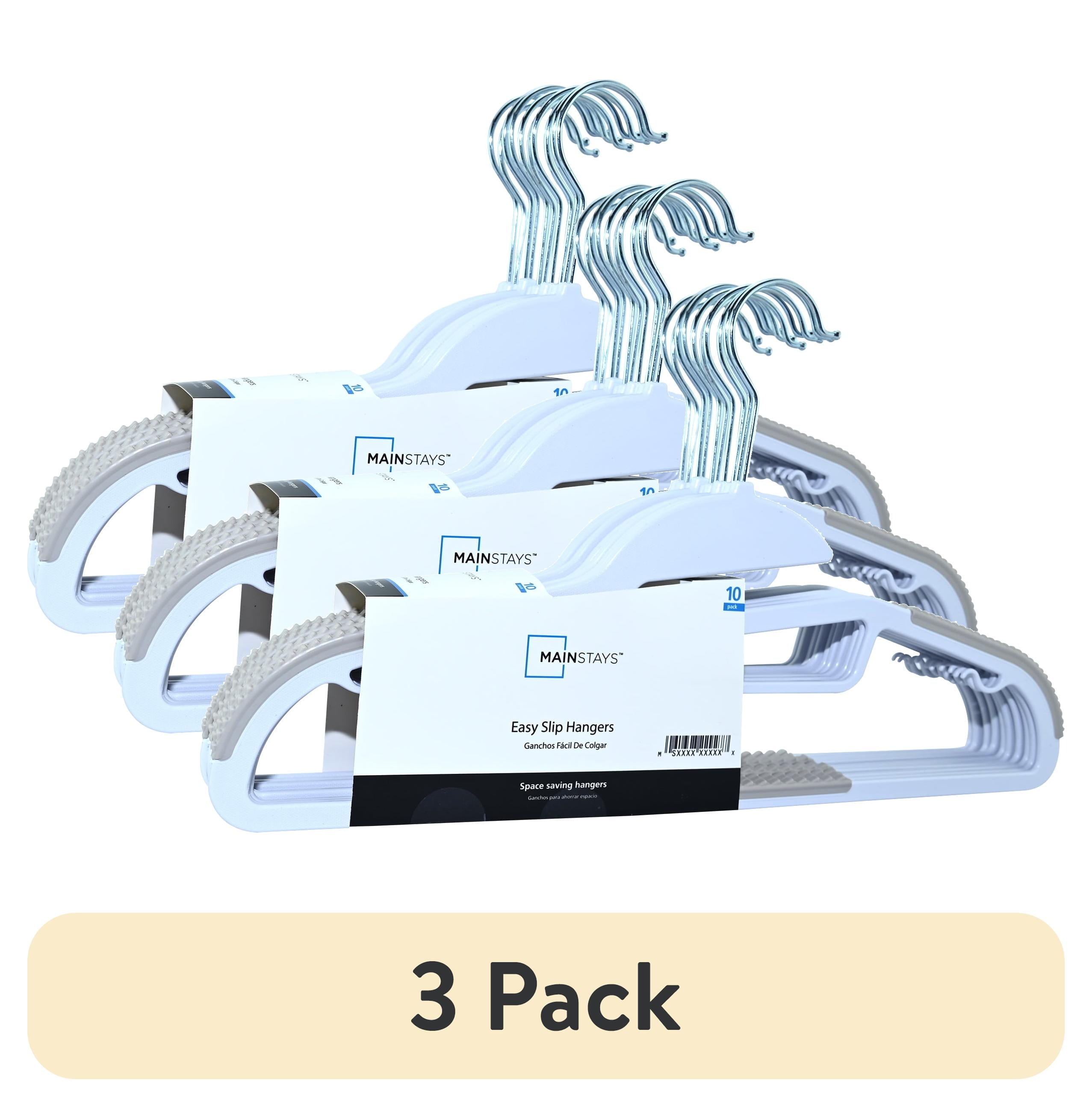 (3 pack) Mainstays Plastic Hangers, Easy Slip Clothing Hangers, Non ...