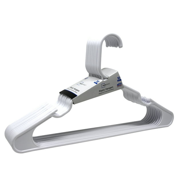 Mainstays Plastic Notched Adult Hangers for Any Clothing Type, Arctic ...