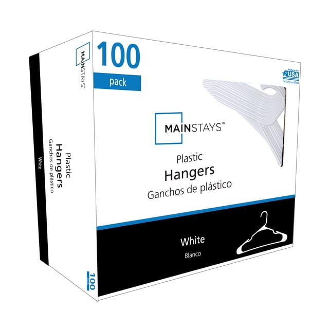 Mainstays Plastic Notched Adult Hangers for Any Clothing Type, Arctic ...