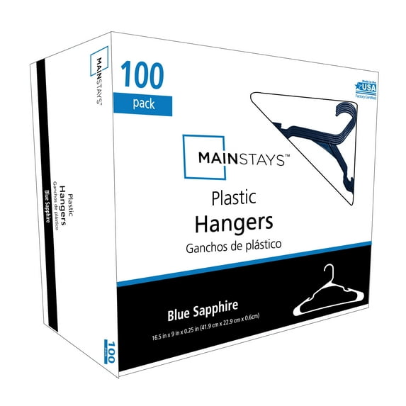 Mainstays Plastic Notched Adult Hangers for Any Clothing Type, Blue ...