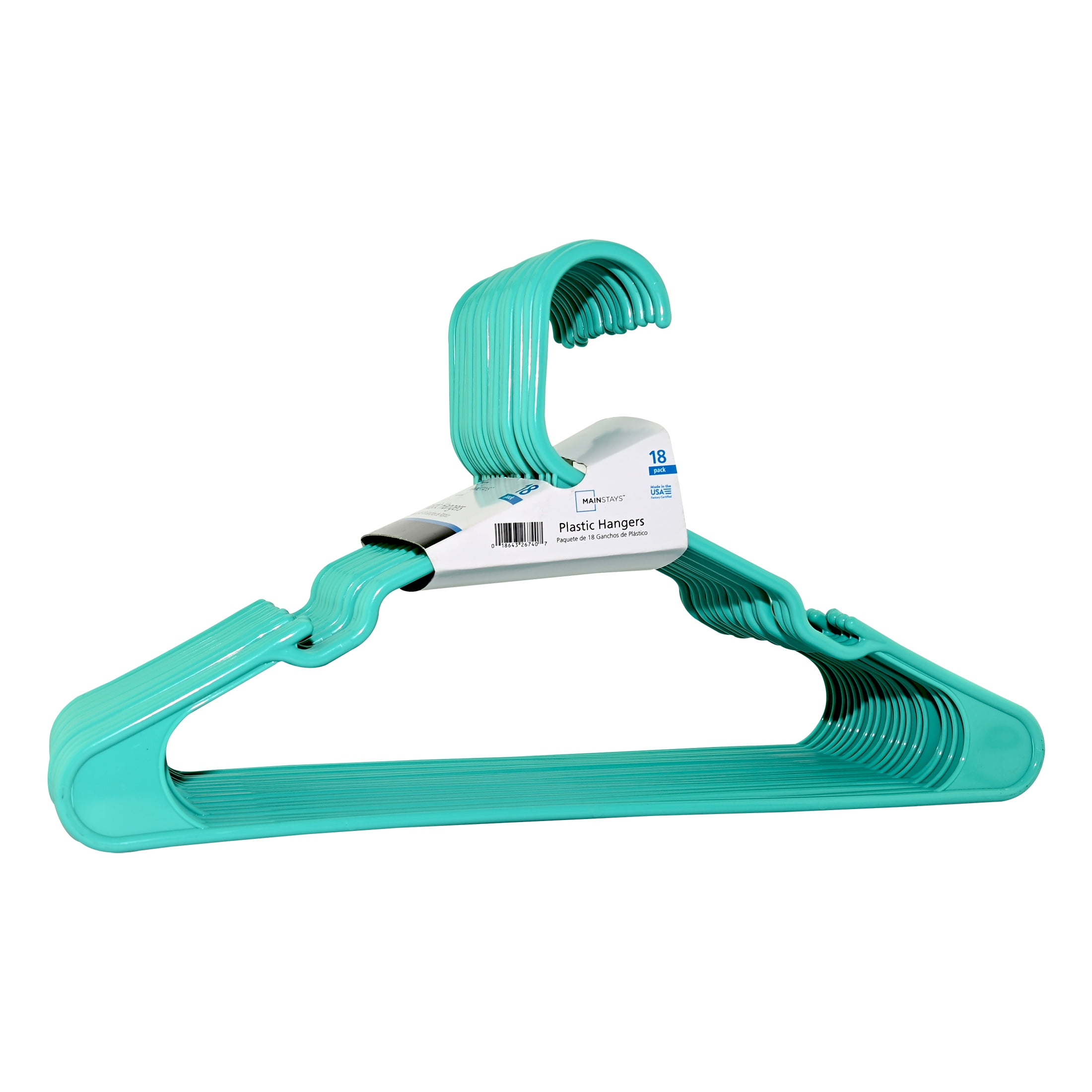 Mainstays Plastic Notched Hangers Green Dream 18 Count for Closet ...