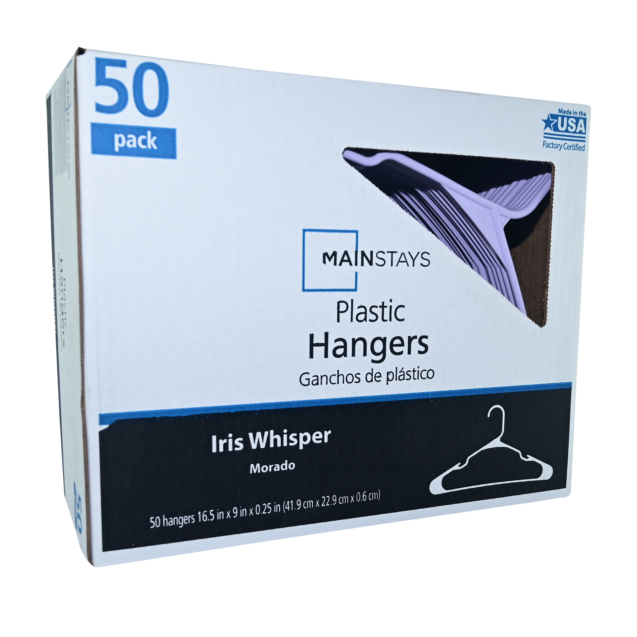 Mainstays Plastic Notched Adult Hangers for Any Clothing Type, Iris ...