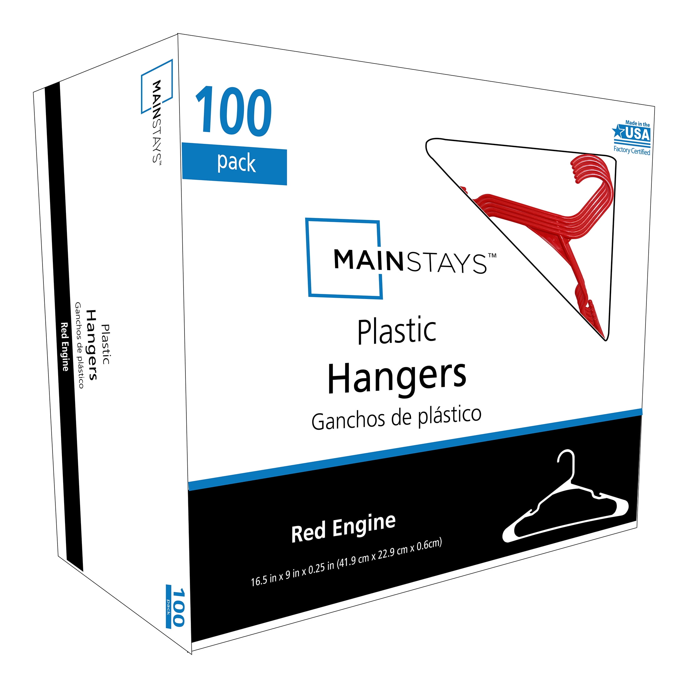 Mainstays Plastic Notched Adult Hangers for Any Clothing Type, Red ...