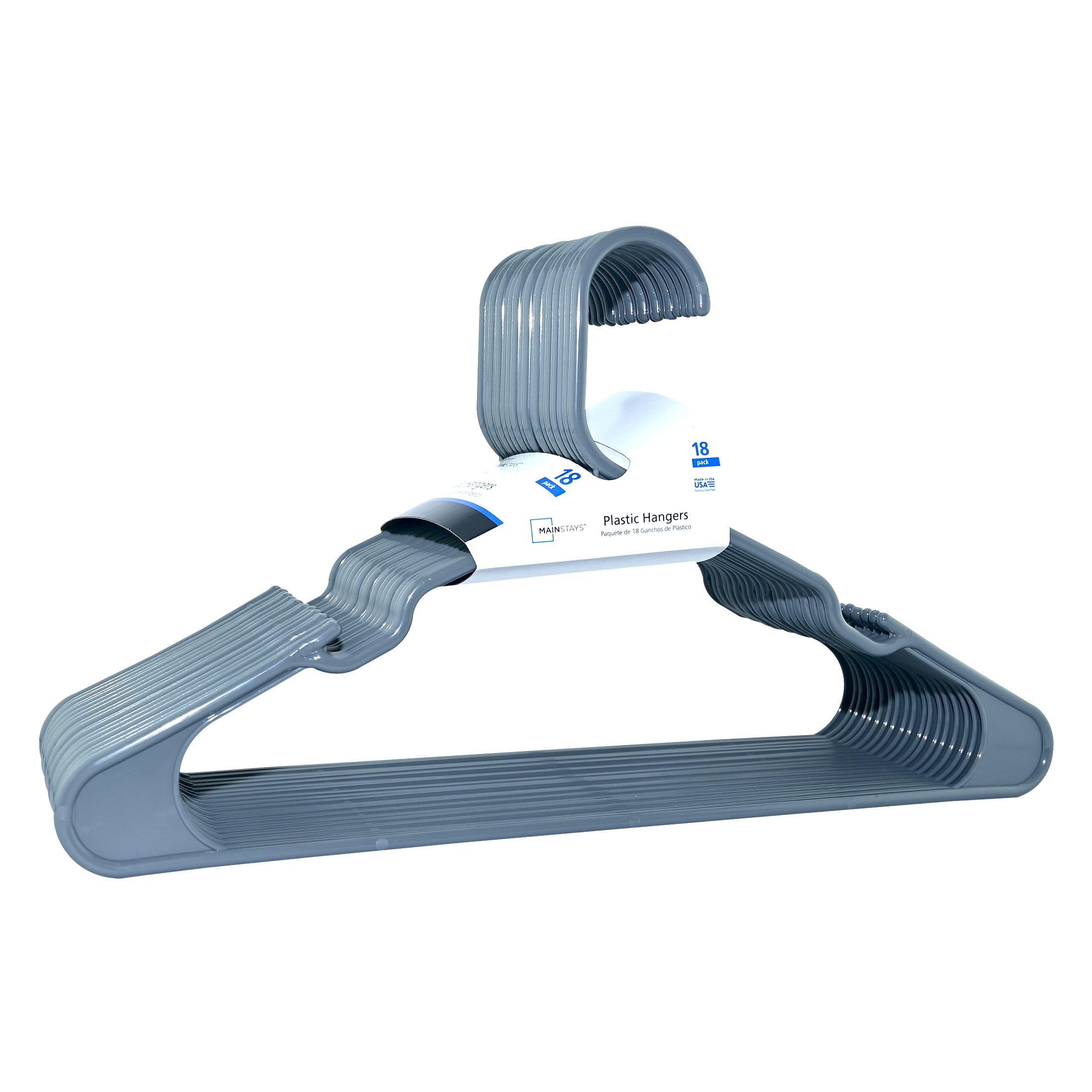 Mainstays Plastic Notched Adult Hangers - Soothing Grey 18 - Walmart.com