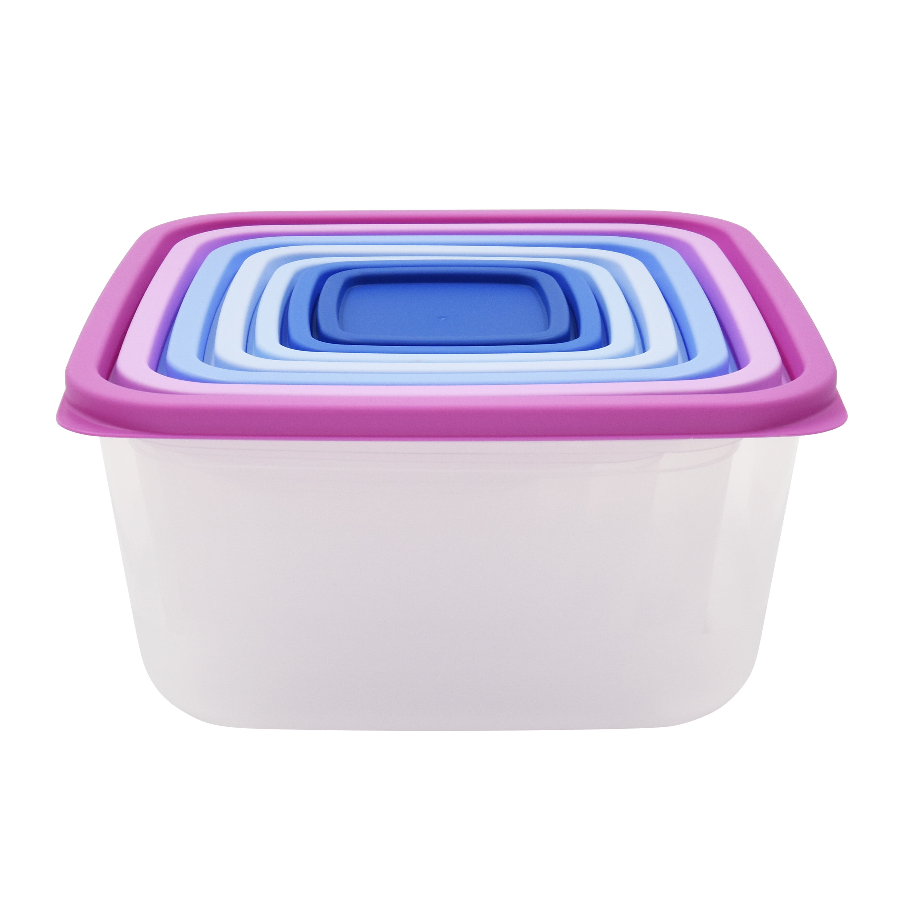 Mainstays Plastic Ombre Food Storage Set Purple 14 Count Stackable ...