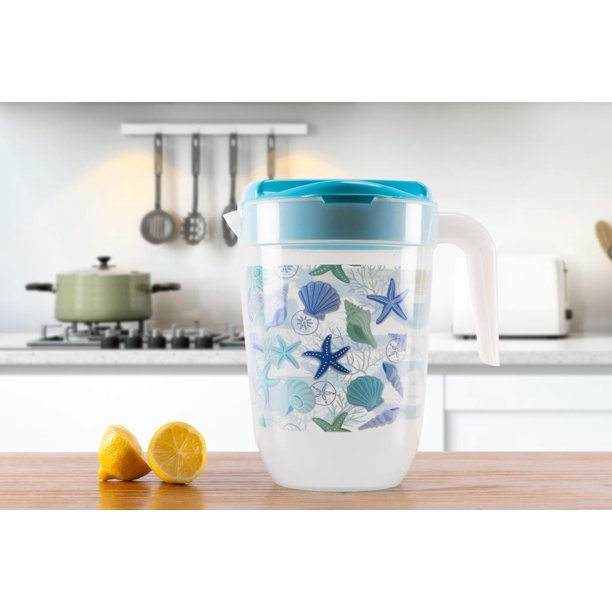 Mainstays Plastic PP 1 Gallon Pitcher with Blue Color Lid - Sealife ...