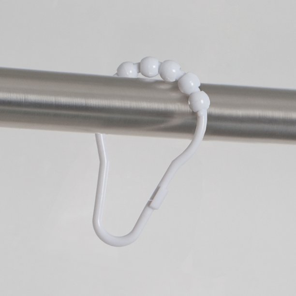 Mainstays Plastic Roller Shower Curtain Rings, White, Set of 12 ...