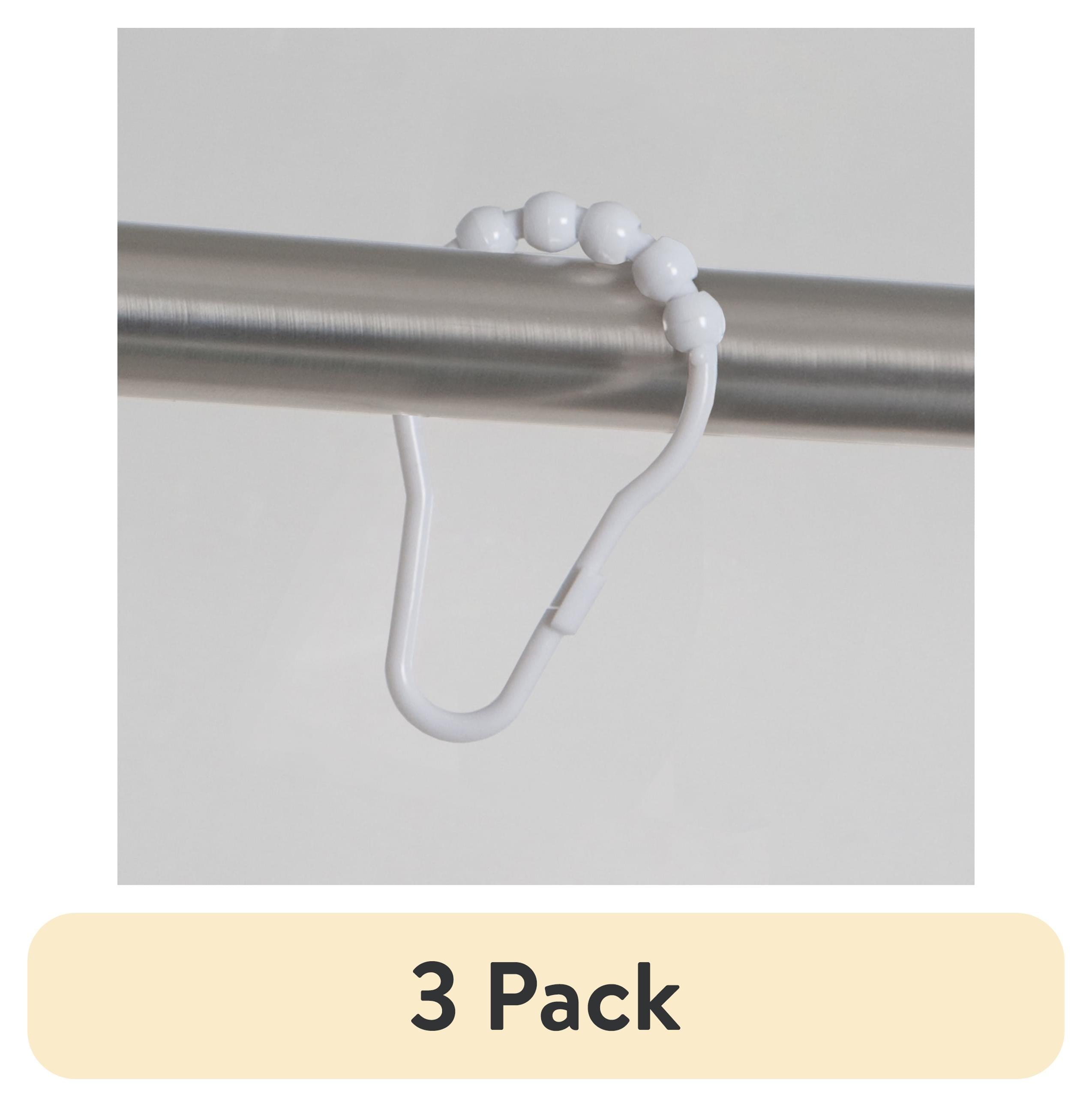 (3 pack) Mainstays Plastic Roller Shower Curtain Rings, White, Set of ...