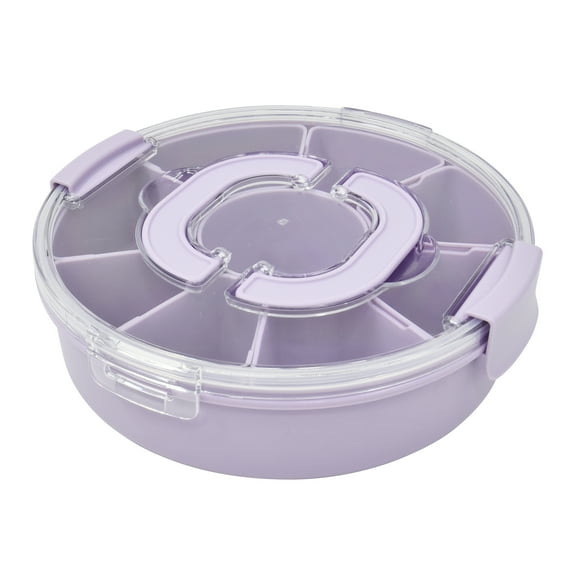 Mainstays Plastic Round Food Storage Snack Container, Purple, 11 Pieces ...