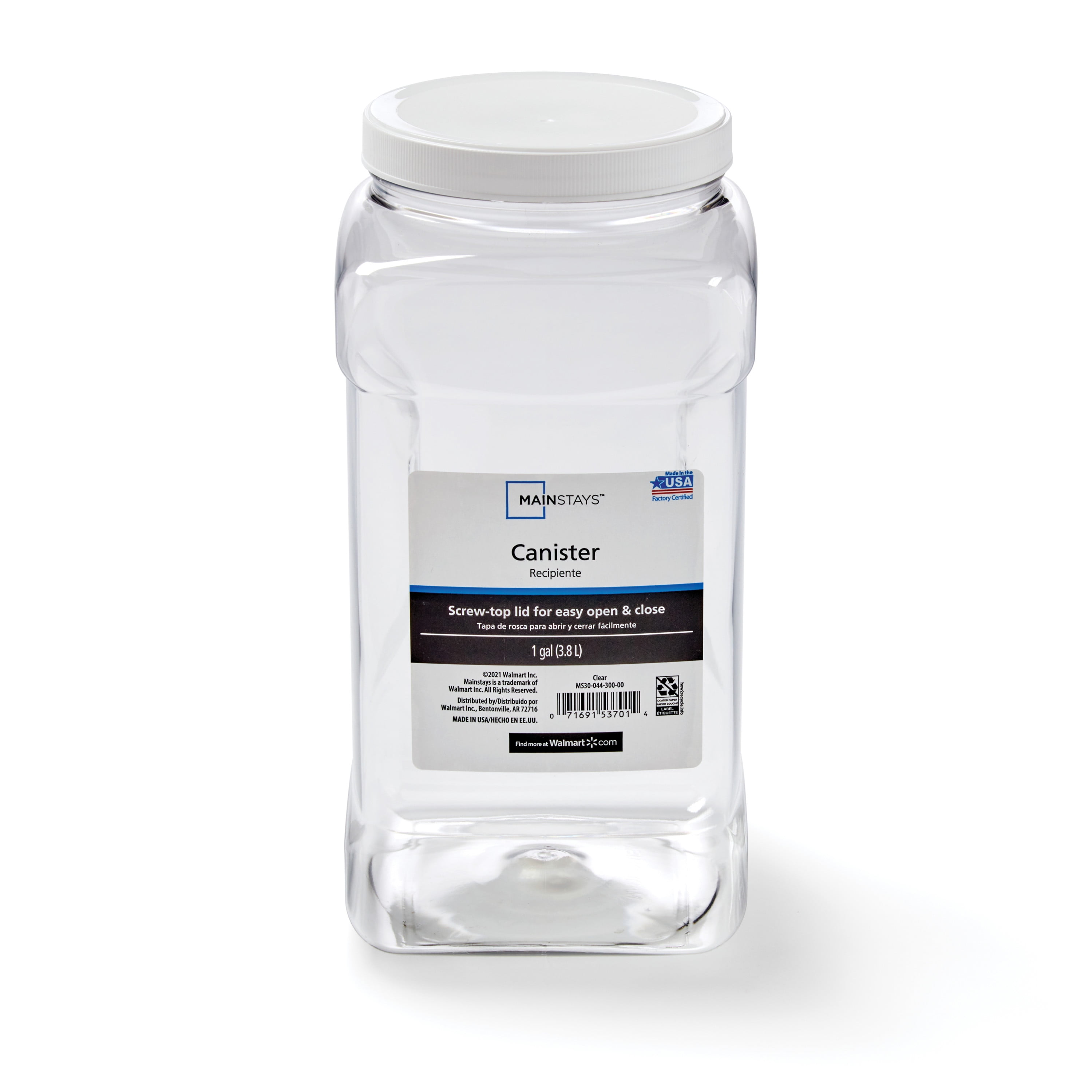 Mainstays Plastic Screw-Top Canister, 1 Gallon, White - Walmart.com