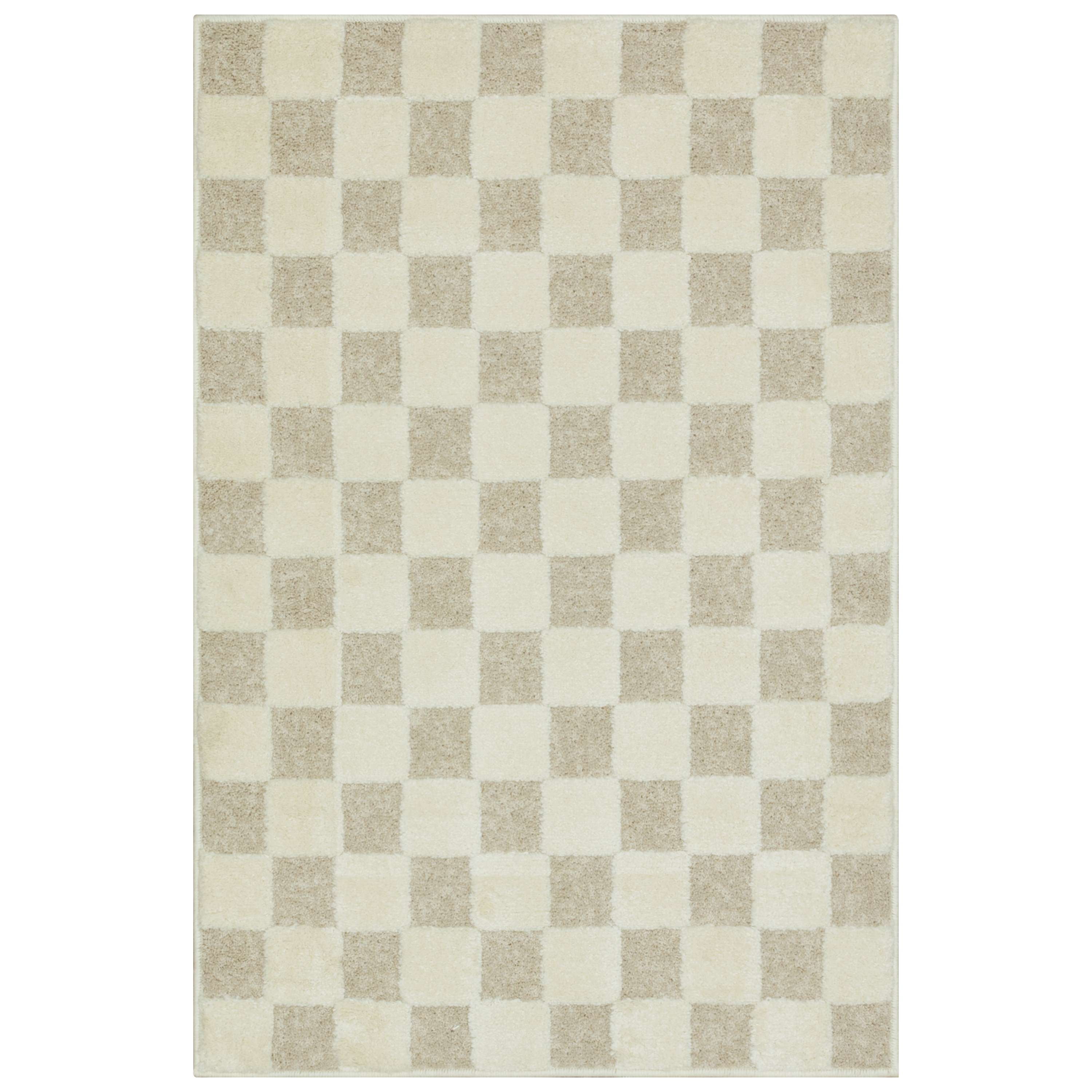 Mainstays Plush Block Check Ivory Indoor Accent Rug, 30" x 46 ...