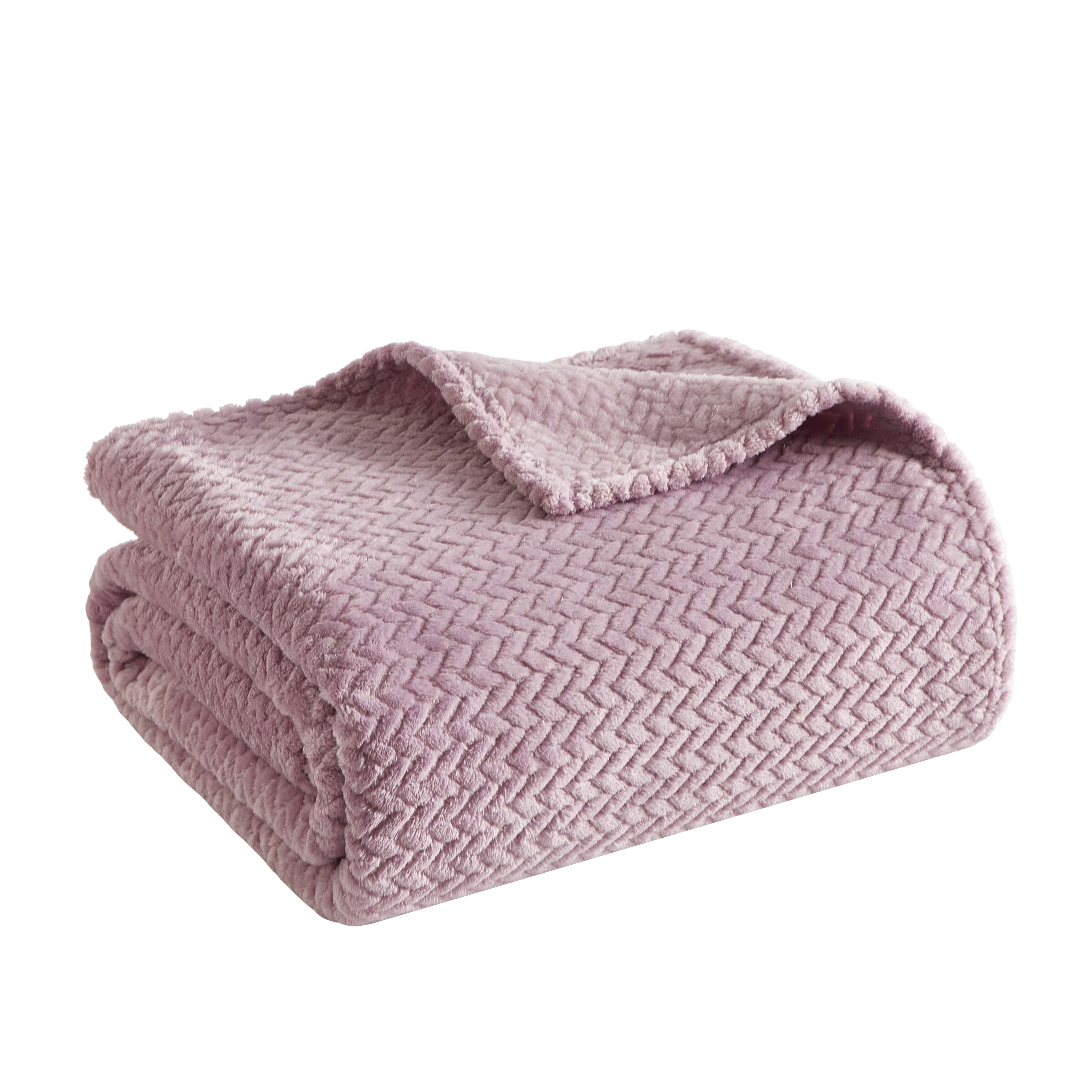 Mainstays Plush Textured Twin Blanket, Lilac, 66 x 90, Soft and Cozy ...