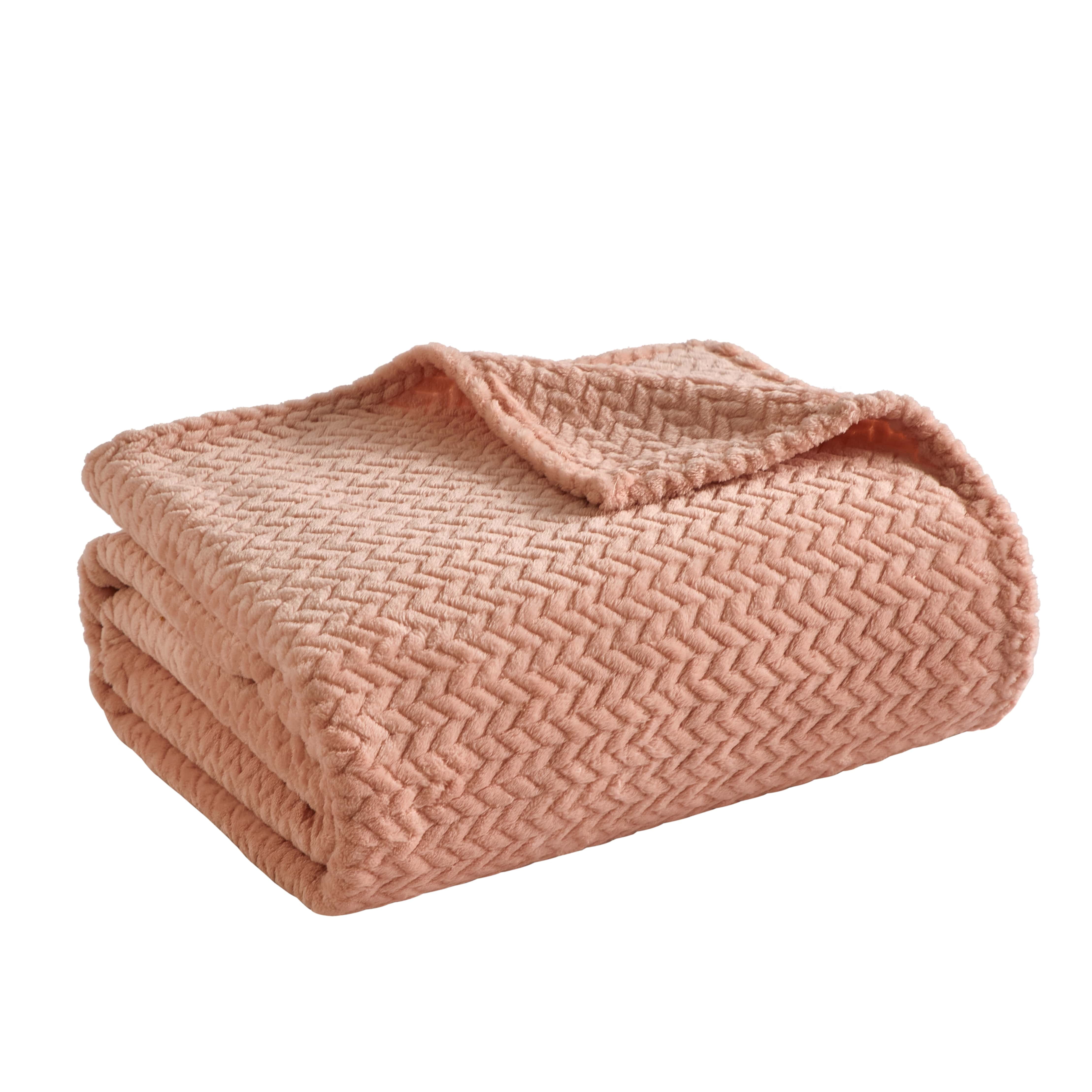 Mainstays Plush Textured Blanket, Pink Blush, Twin 66" x 90", All Ages ...