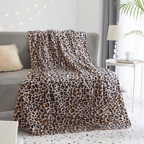 Mainstays Plush Throw, 50" x 60", Leopard - Walmart Business Supplies