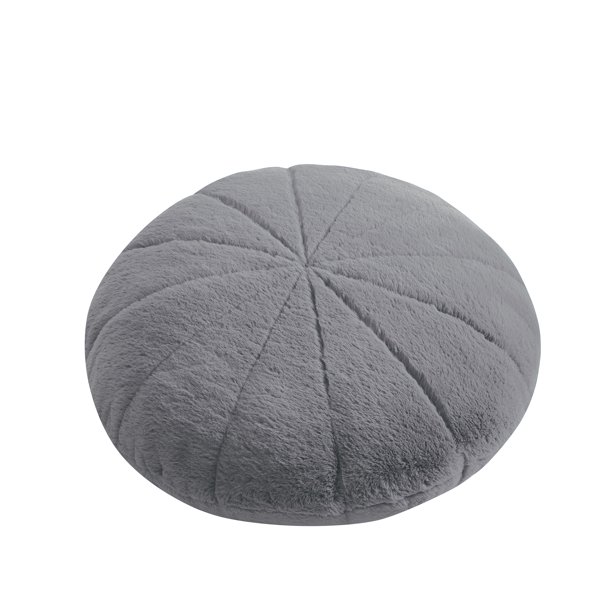 Mainstays Plushy Faux Fur Round Decorative Pillow, 23" x 23", Grey ...