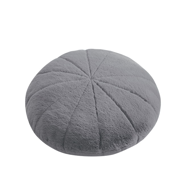 Mainstays Plushy Faux Fur Round Decorative Pillow, 23" x 23", Grey ...
