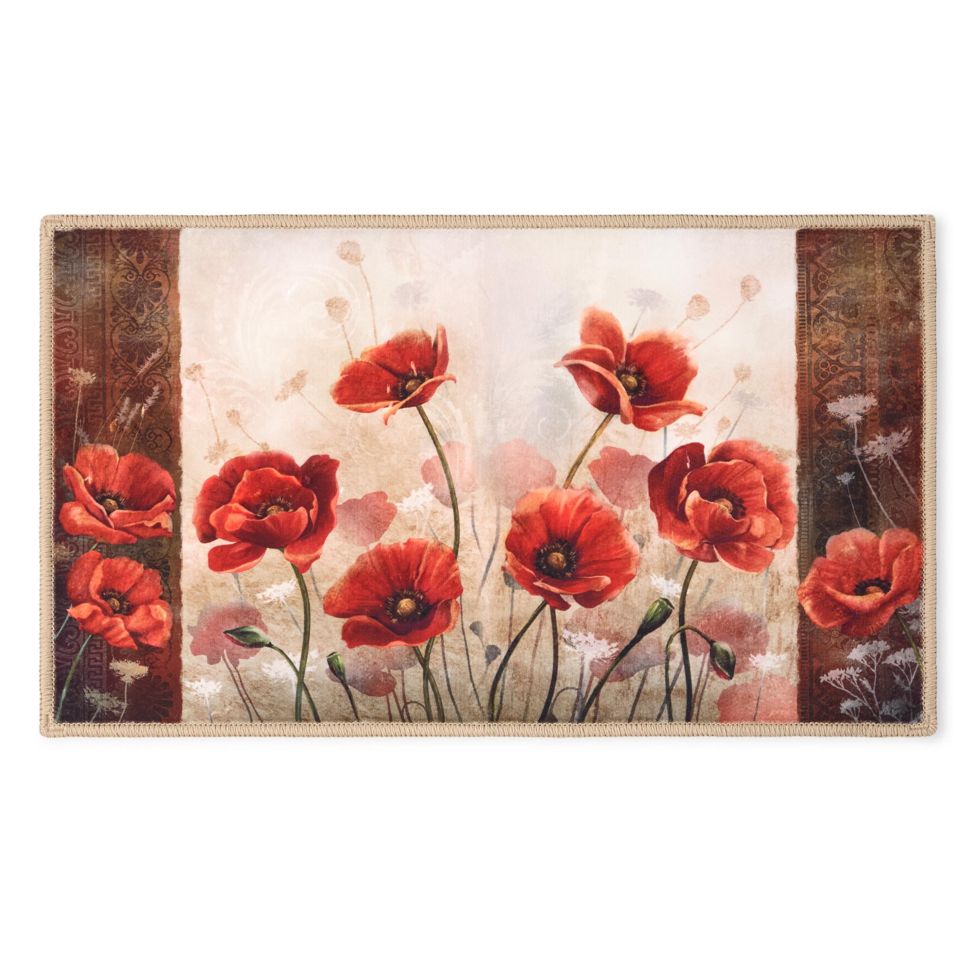 Mainstays Poppy Floral Kitchen Mat, Multicolored, 18"x30" - Walmart.com