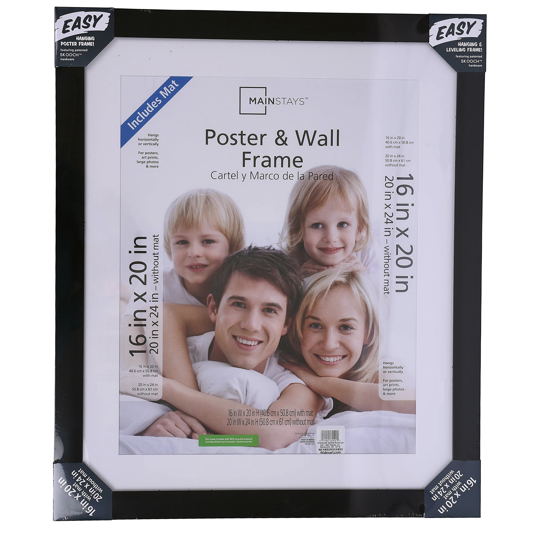 Mainstays 16x20 Black Poster Frame with Removable Mat for Large Decorative Artwork - Walmart.com