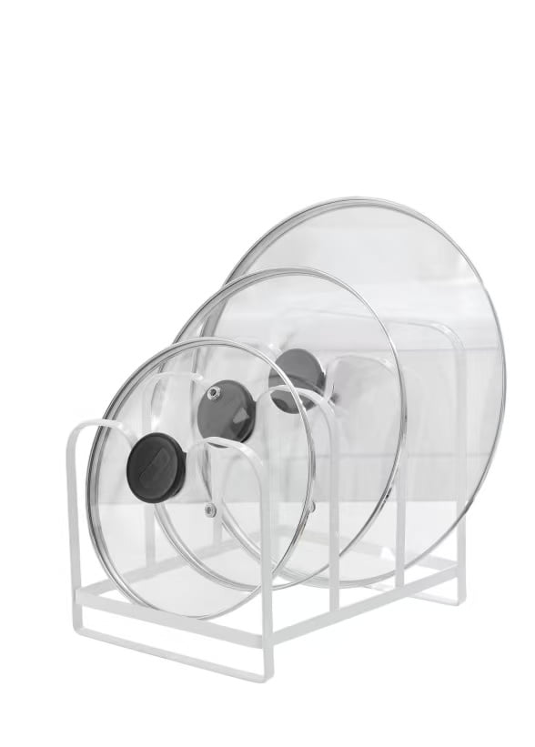 Mainstays Pots and Pans Lid Organizer, U Shape, Steel, White ...