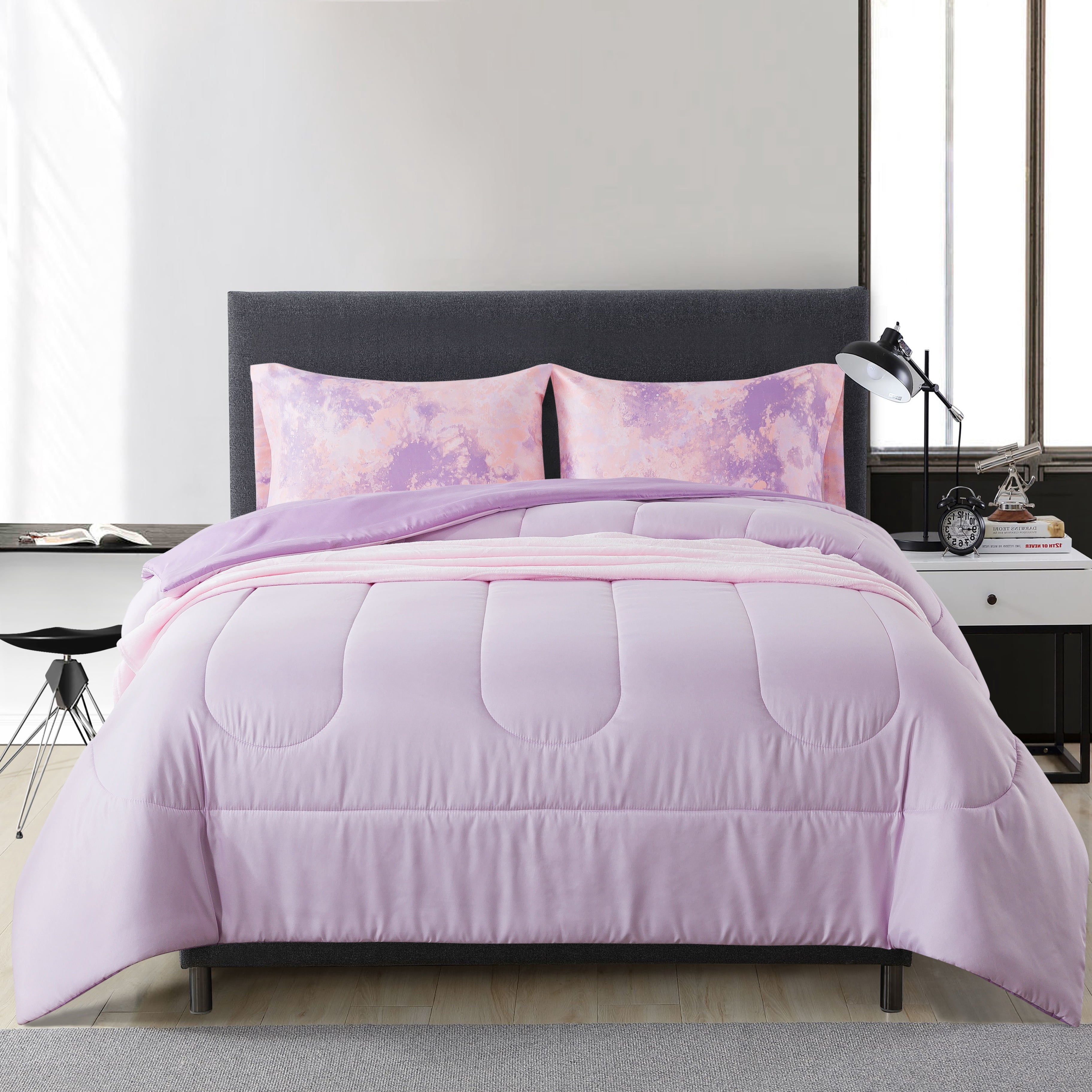 Mainstays 4-Piece Purple Comforter Bed in a Bag, Twin XL - Walmart.com