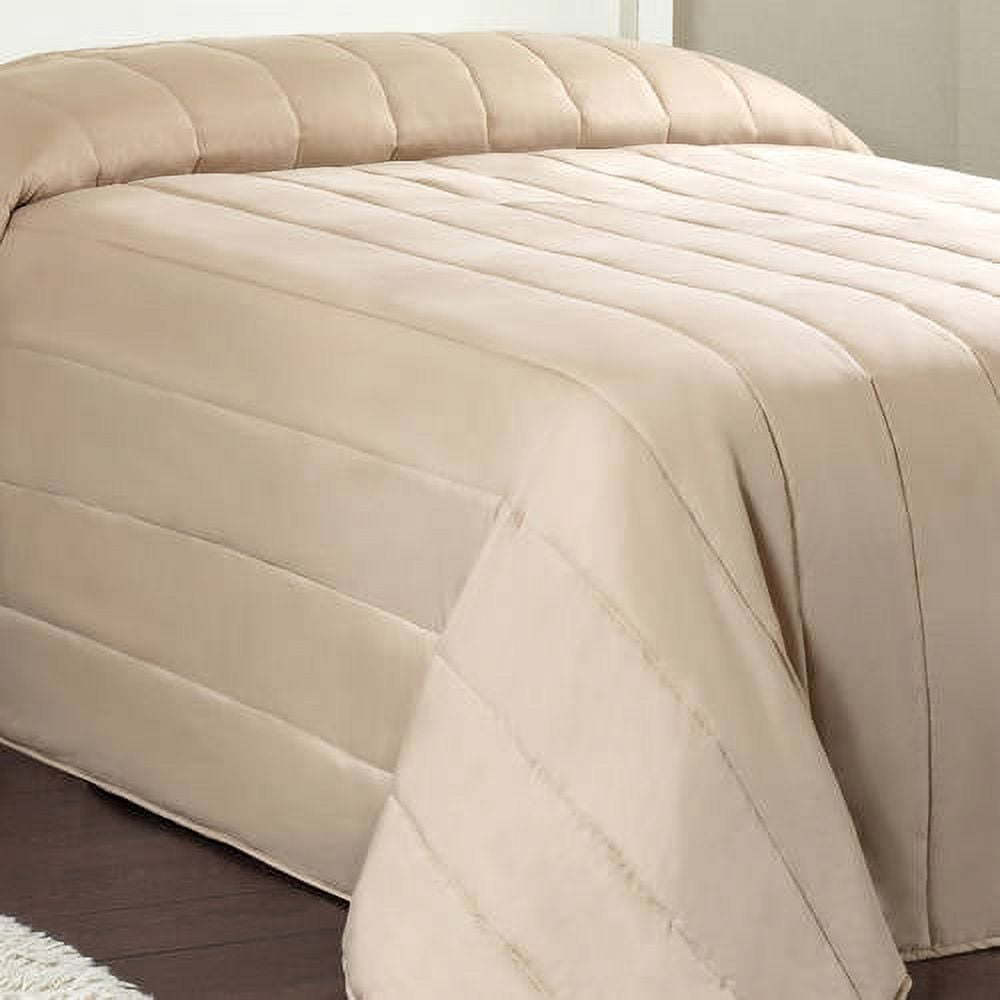 Mainstays Twin Beige Quilt, Polyester Bedspread with Channel Quilting ...
