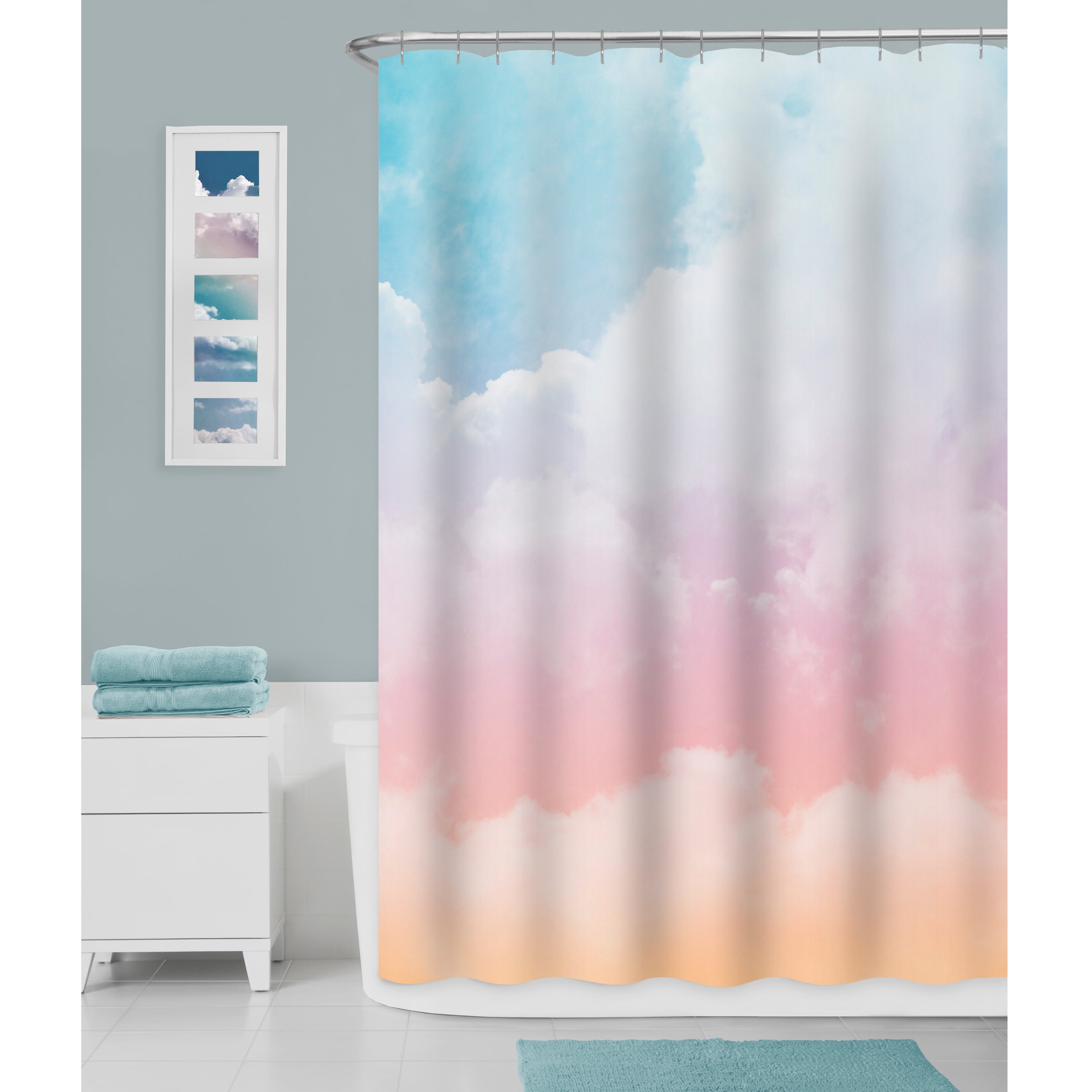 Mainstays Rainbow Clouds PEVA Shower Curtain, 70" x 72" - Walmart ...