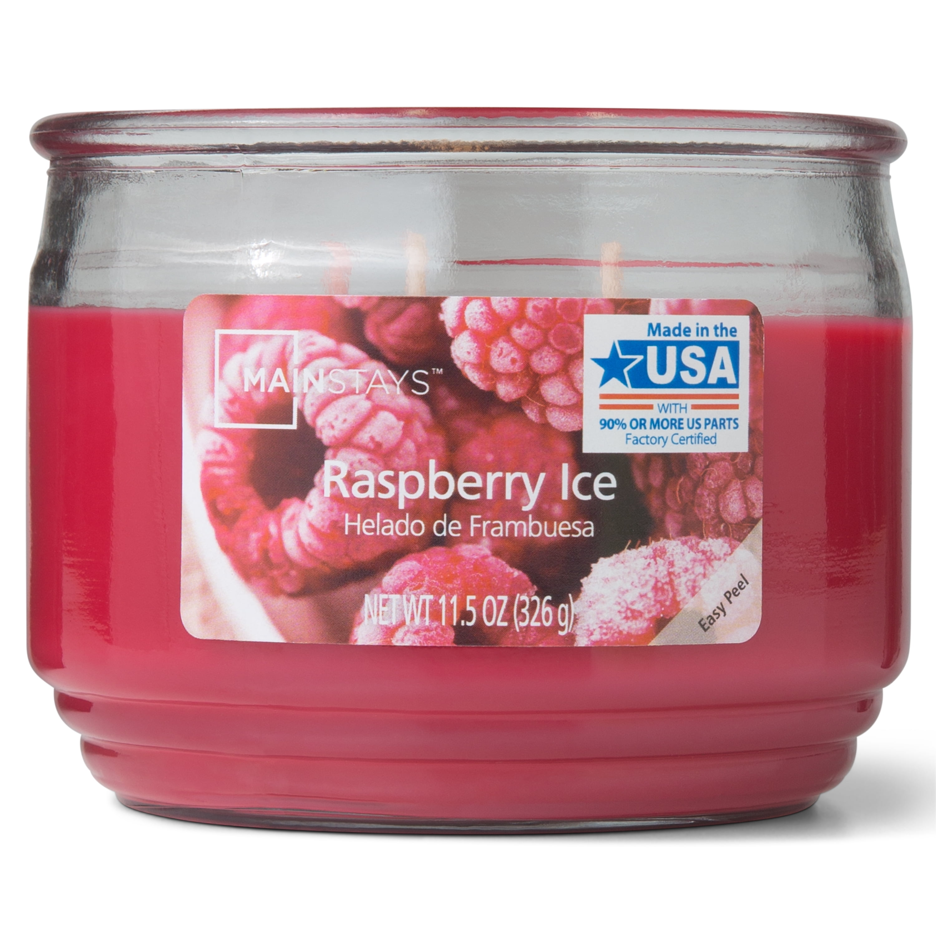 Mainstays Raspberry Ice Scented 3-Wick Glass Jar Candle, 11.5 oz ...