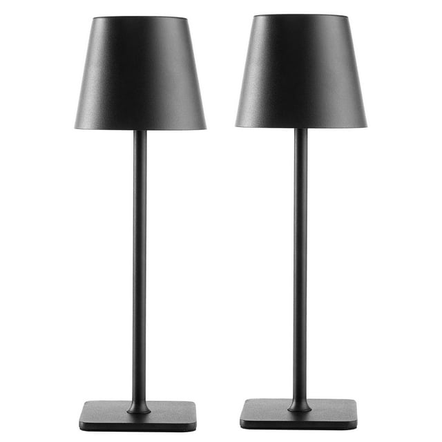 Mainstays 2 Pack Indoor/Outdoor Rechargeable 13" Table Lamp, Black ...