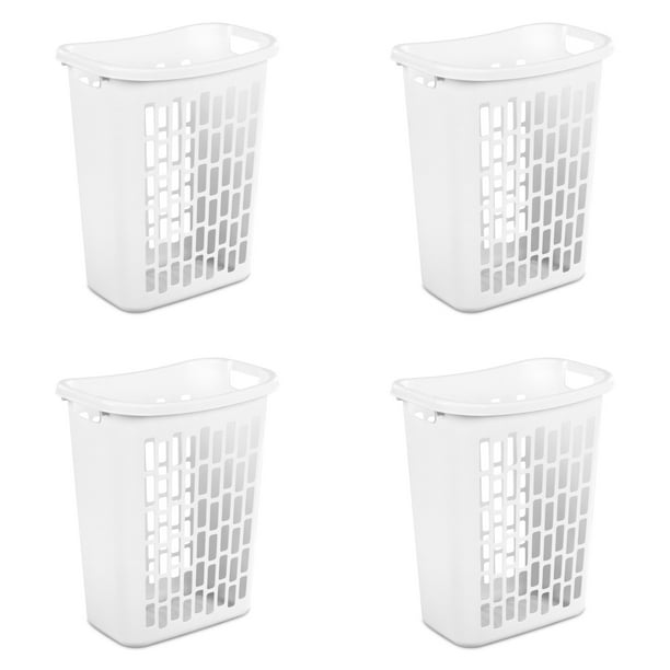 Mainstays Rectangular Open Hamper Plastic Adult, White, Set of 4 ...