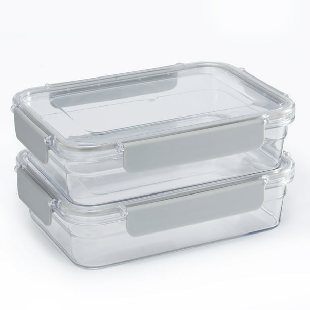 Mainstays Rectangular Tritan Stain-Proof Food Storage Container, 1300ml ...