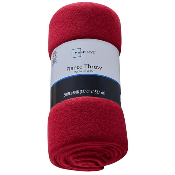 Mainstays Red Cozy Fleece Throw Blanket 50" x 60" - Walmart.com