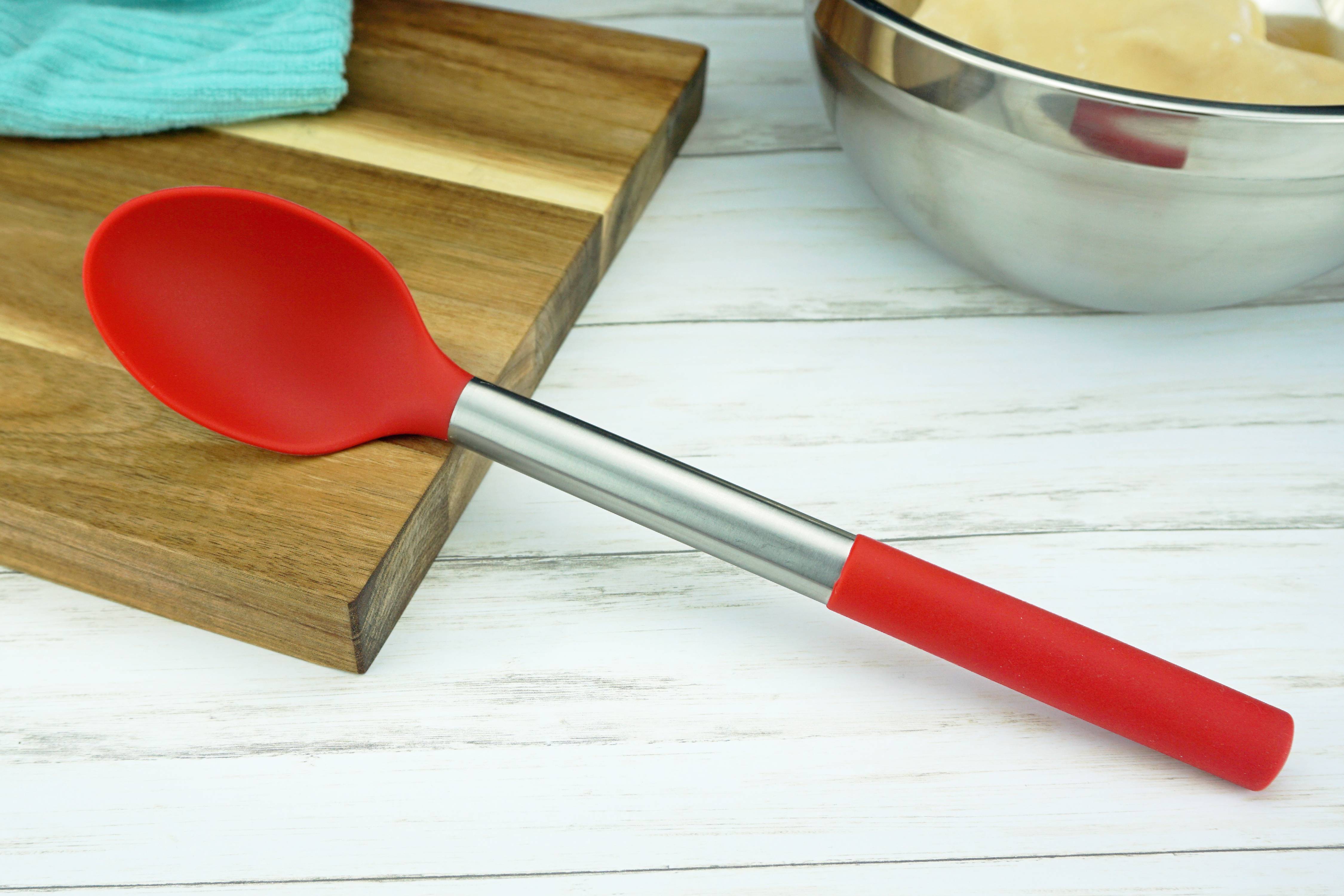Mainstays Red Engine Stainless Steel & Silicone Solid Spoon - Walmart.com