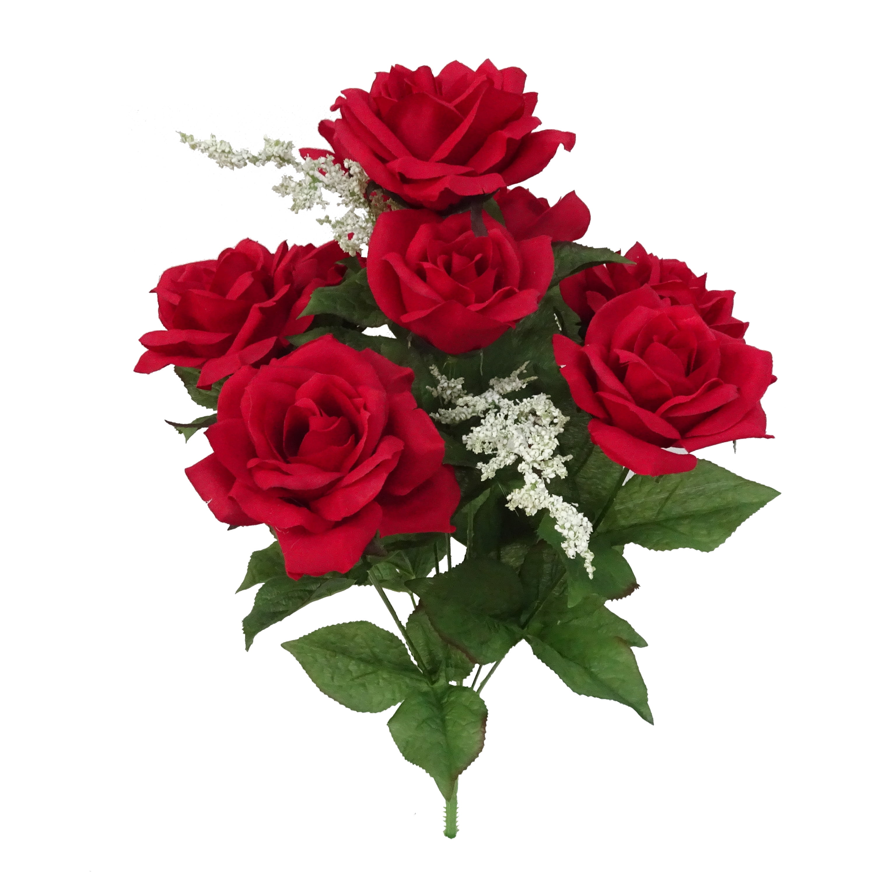Mainstays Artificial Red Rose Bush Floral Arrangement Home Decor ...