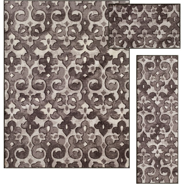 Mainstays Remi Indoor Area Rug, 3-Piece Set, Taupe/Cream - Walmart.com