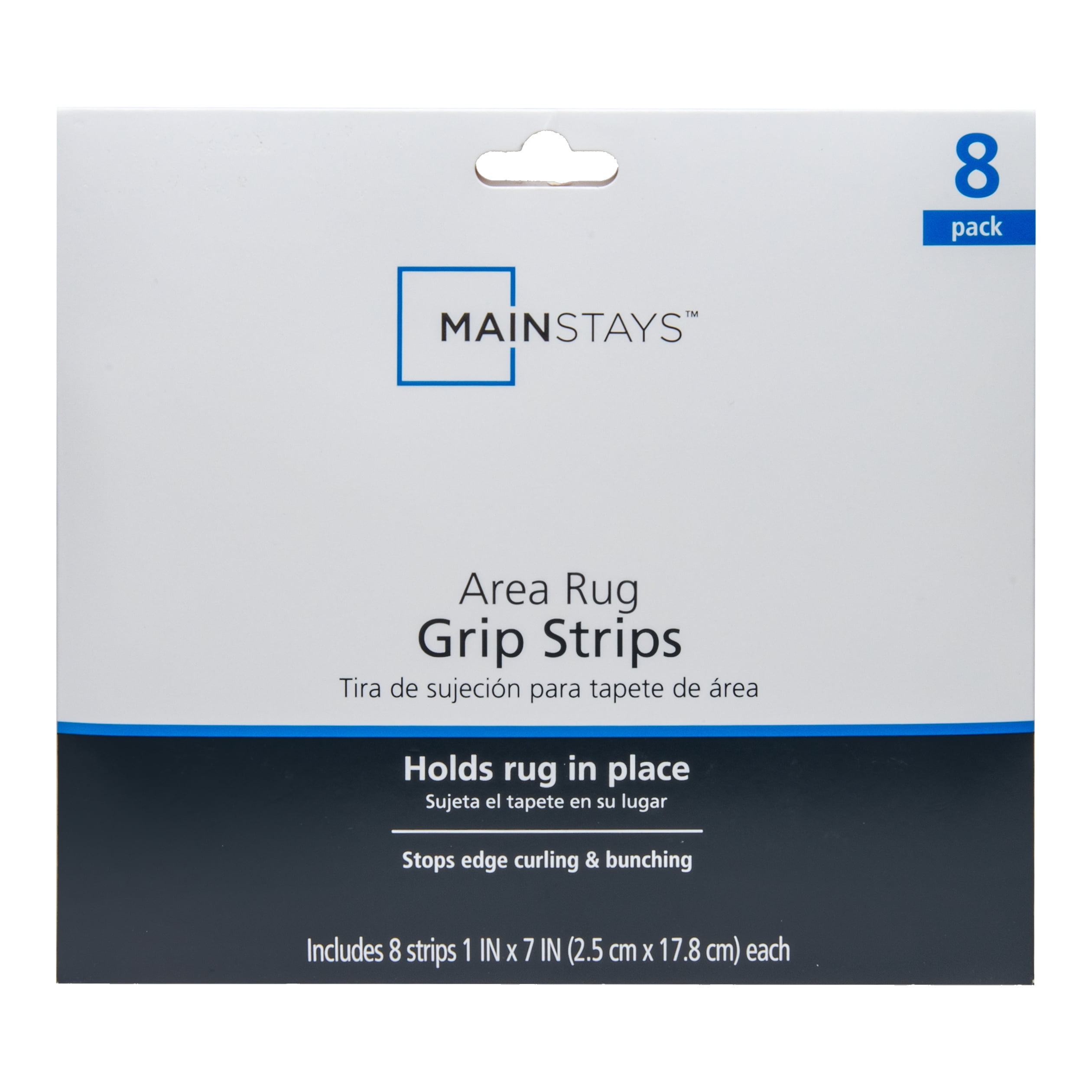 Mainstays Reusable Anti-Slip Rug Grip Strips, Black, 1" x 7", 8 Pack ...