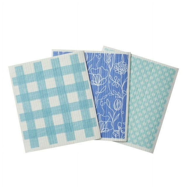 Mainstays Reusable Kitchen Dish Cloth Towels, Grey Multi (3 Pack ...
