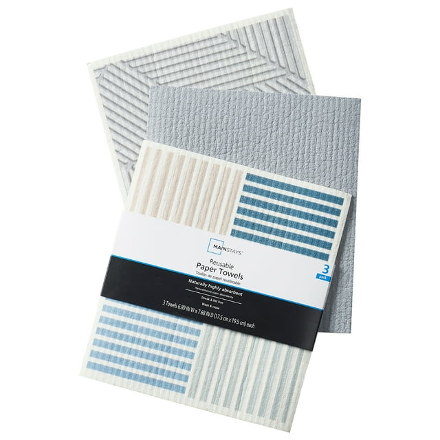 Mainstays Reusable Kitchen Dish Cloth Towels, Grey Multi (3 Pack ...