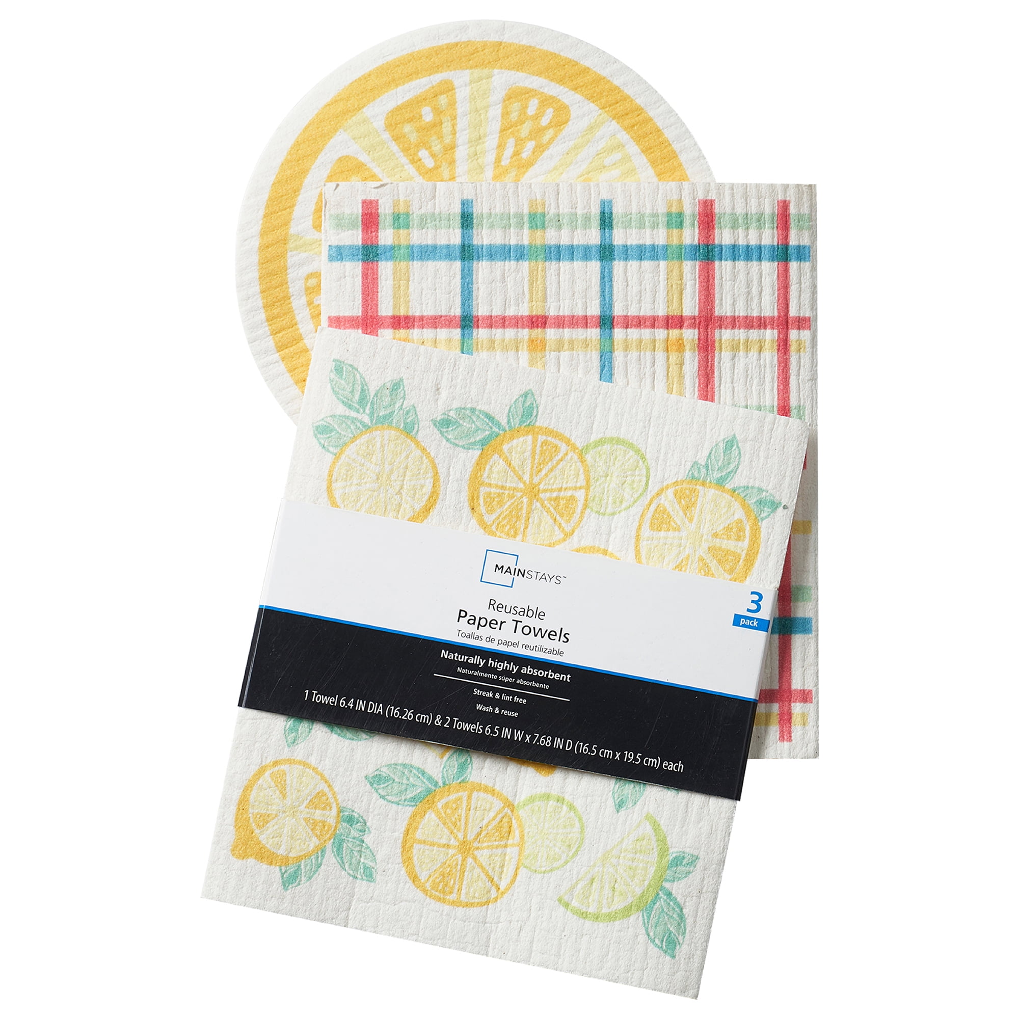 Mainstays Reusable Paper Towels - Lemon Print - Walmart.com