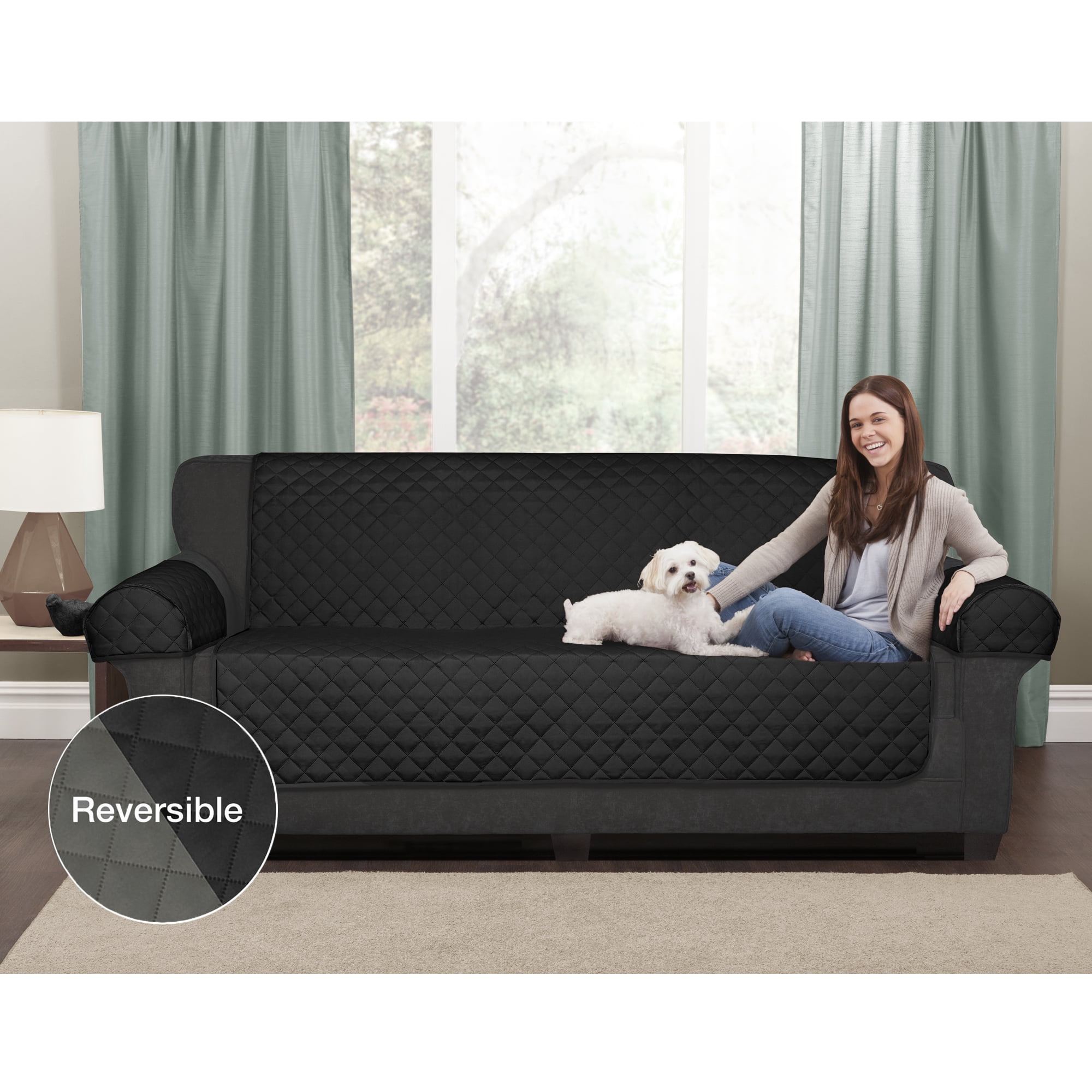 Mainstays Reversible 3-Piece Microfiber Sofa Furniture Cover Protector ...